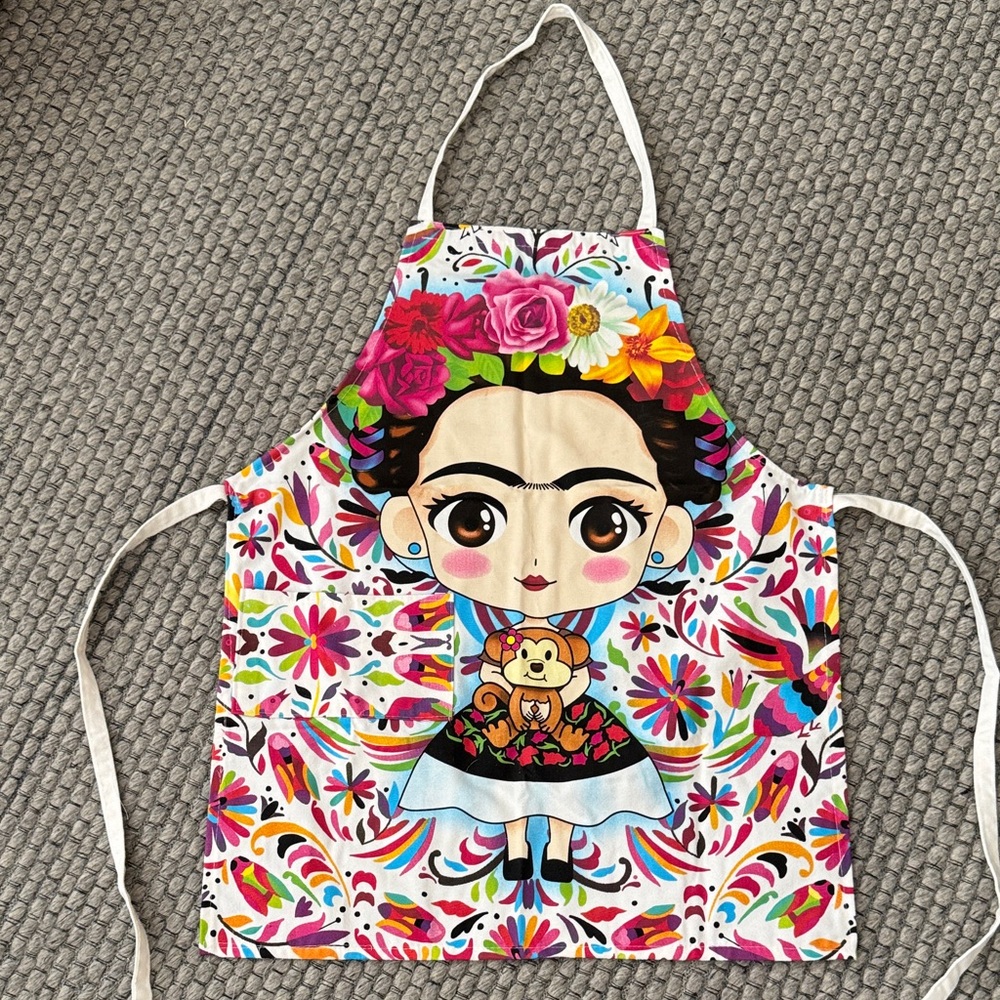 New Colorful Frida Kahlo Apron/Mandil With Floral Des… - Gem